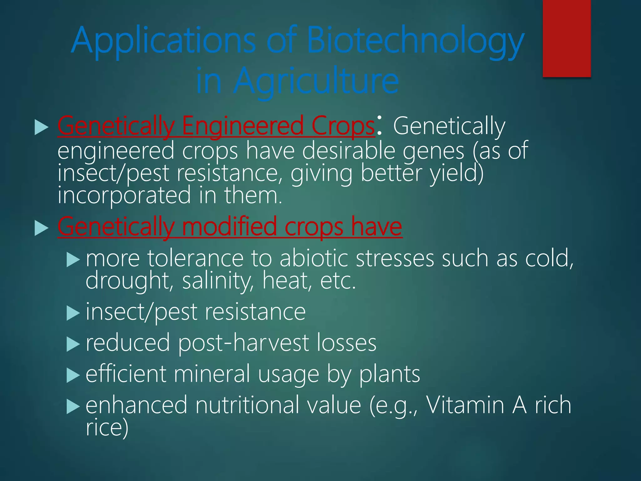Applications Of Biotechnology In Agriculture
