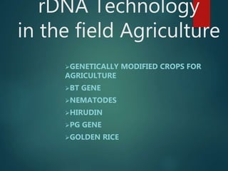 Biotechnology applications in agriculture | PPTX