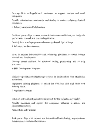 Biotechnology Cluster introduction to establish the cluster | DOCX