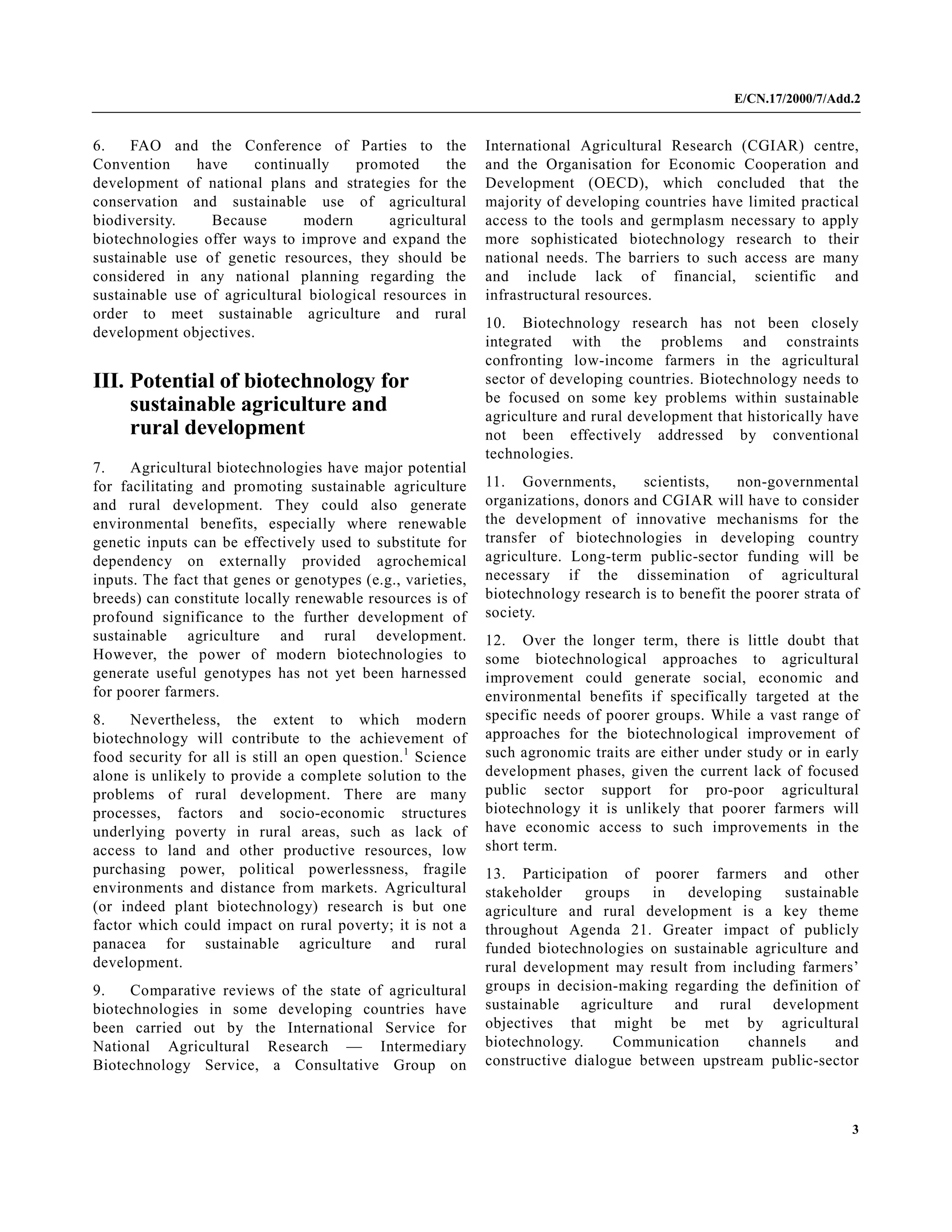 Biotechnology for sustainable agriculture | PDF