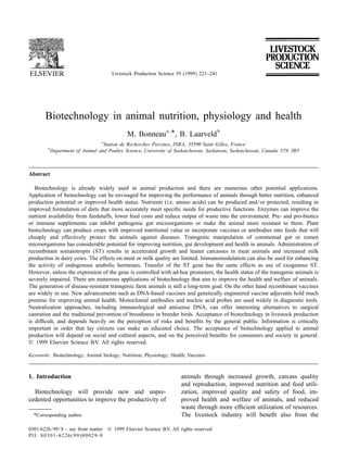 Biotechnology in animal nutrition, physiology and health | PDF