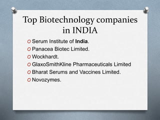 Biotechnology in India | PPTX