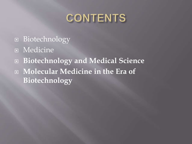 Biotechnology in medicine | PPTX | Biotech and Biomedical Industry ...