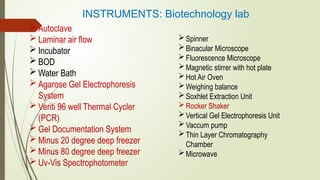 Biotechnology Lab Essentials: Instruments | PPTX