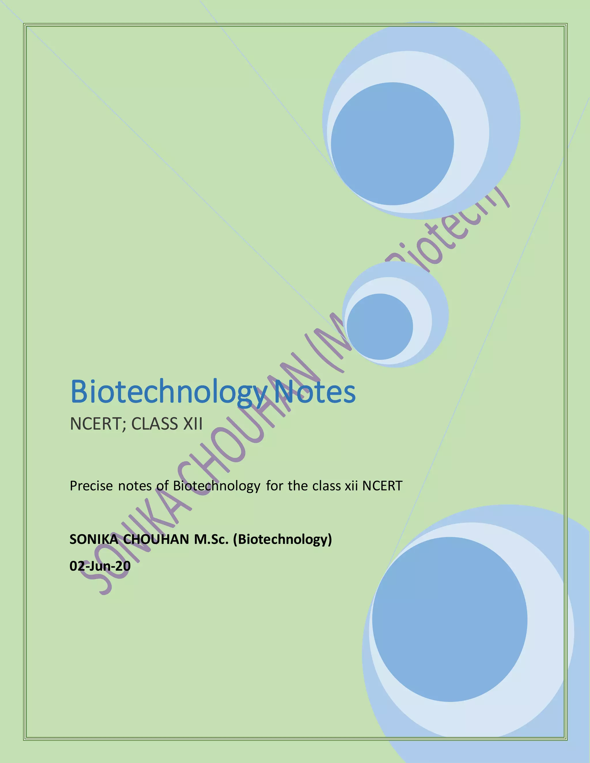 Biotechnology notes:RDT | DOCX