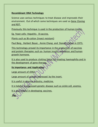 Biotechnology notes:RDT | DOCX