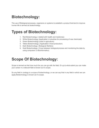 Biotechnology Notes 1, Introduction.pdf | Biotech and Biomedical ...