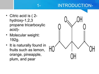 Biotechnology of citric acid production | PPT