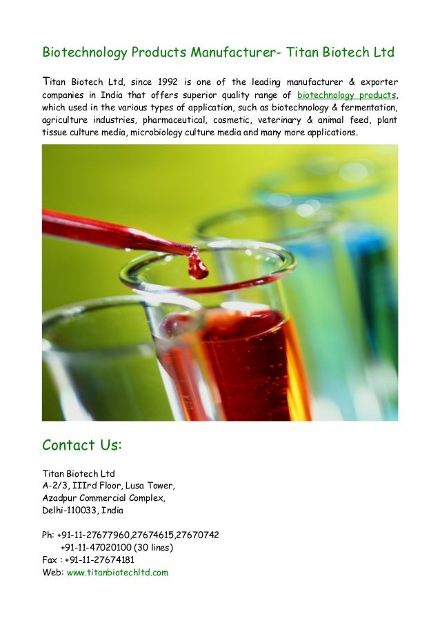 Biotechnology Products Manufacturer
