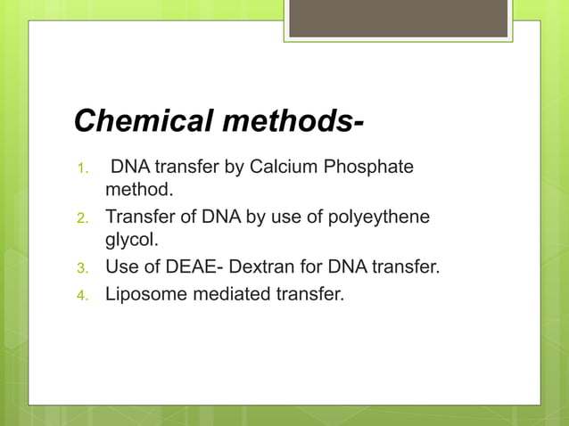 Methods of gene transfer. | PPTX | Biological Sciences | Science