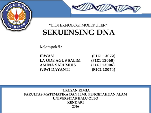 Kelompok 5 Kimia B (Sekuensing DNA) | PPT