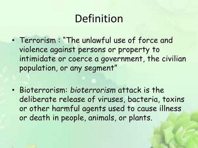 Bioterrorism | PPT | Free Download