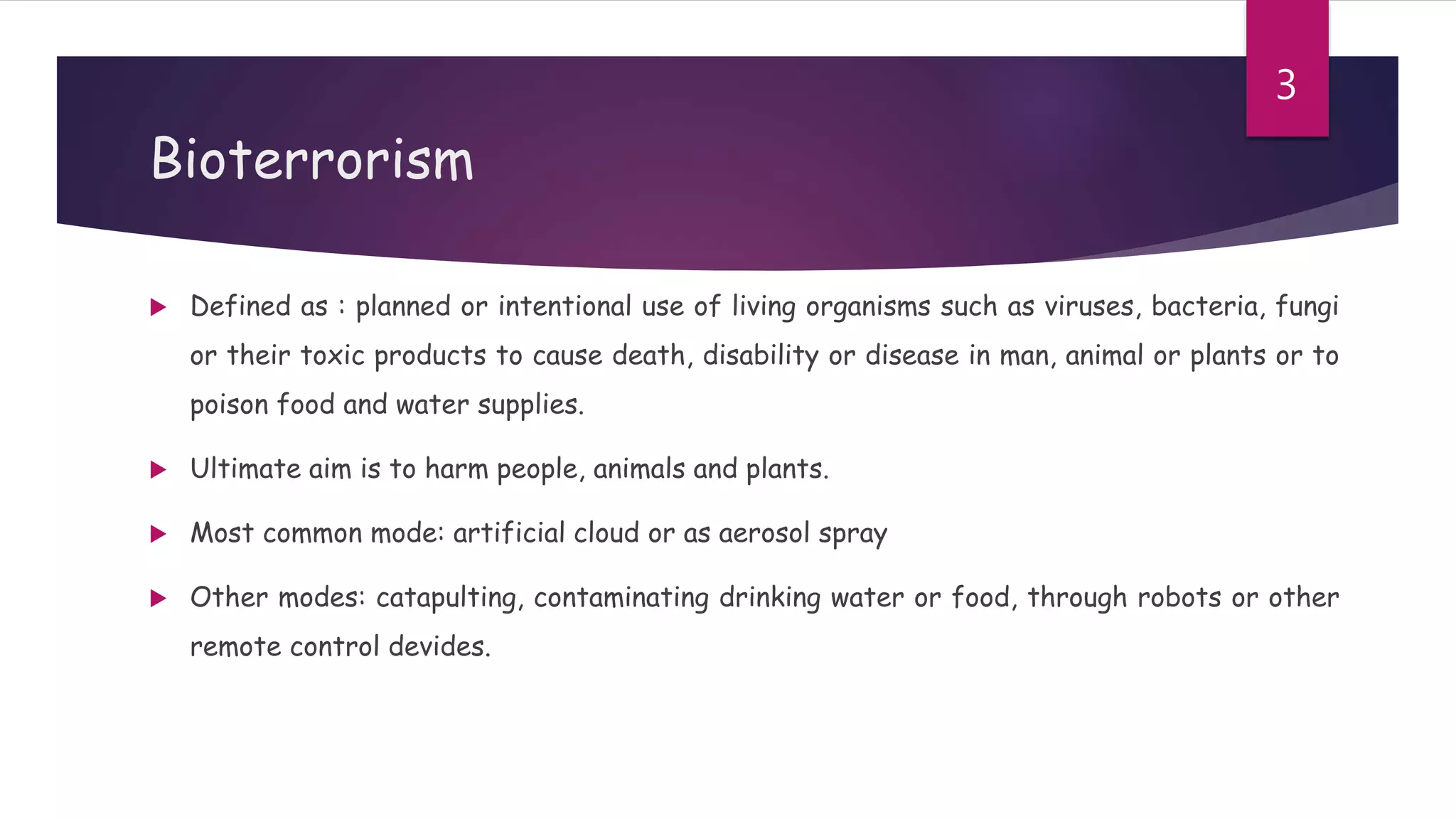 Bioterrorism 29.03.2020