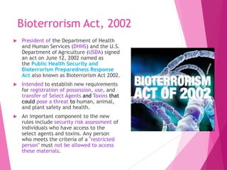 Bioterrorism and drug prepardness | PPTX