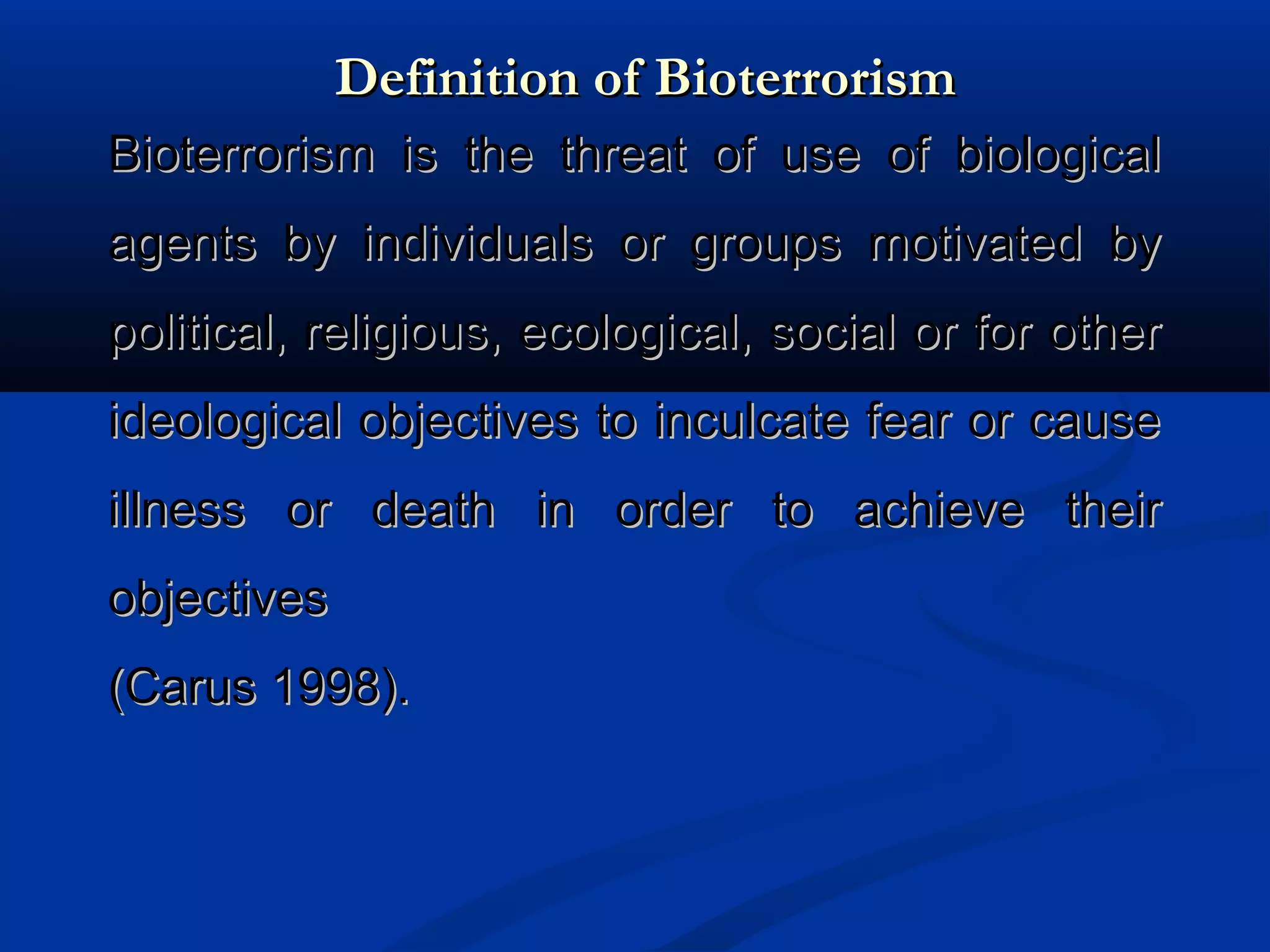 Bioterrorism and veterinary public health | PPT