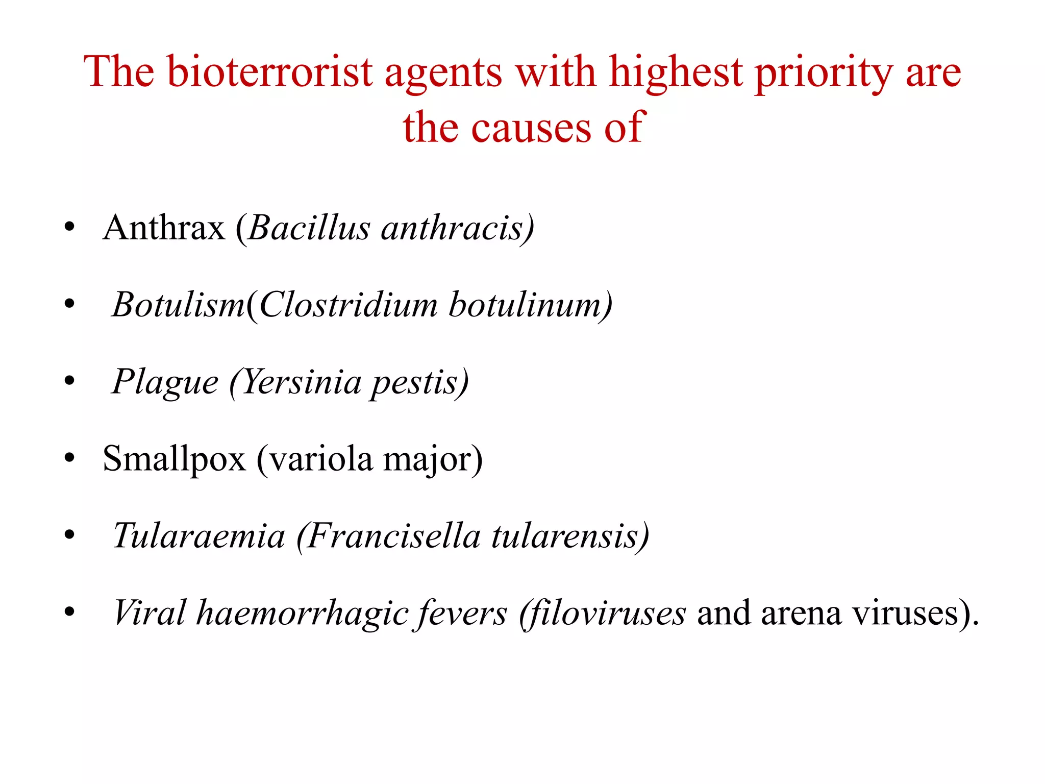 Bioterrorism and emerging infectious disease | PPTX | Infectious ...