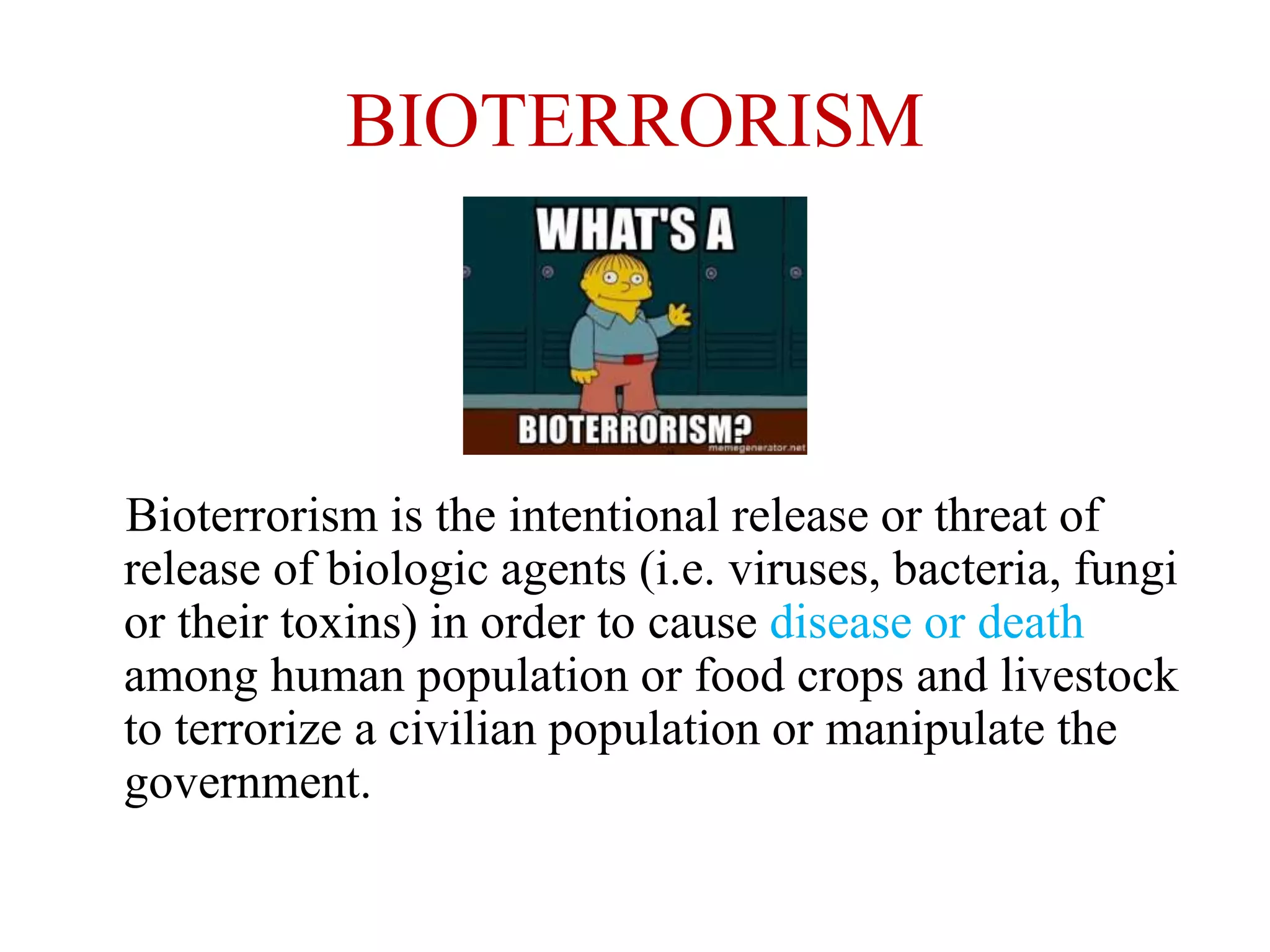 Bioterrorism and emerging infectious disease | PPTX | Infectious ...