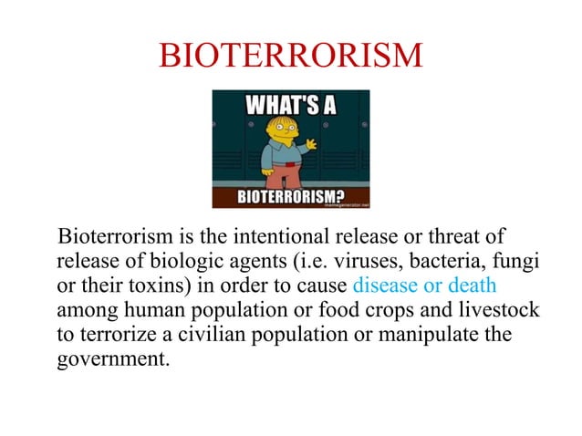 Bioterrorism and emerging infectious disease | PPT