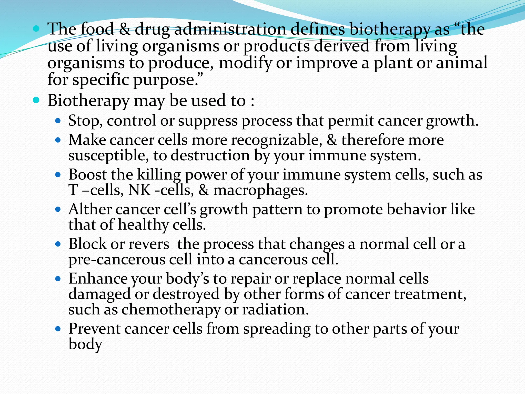 Oncology cancer treatment: BIO THERAPY.pptx