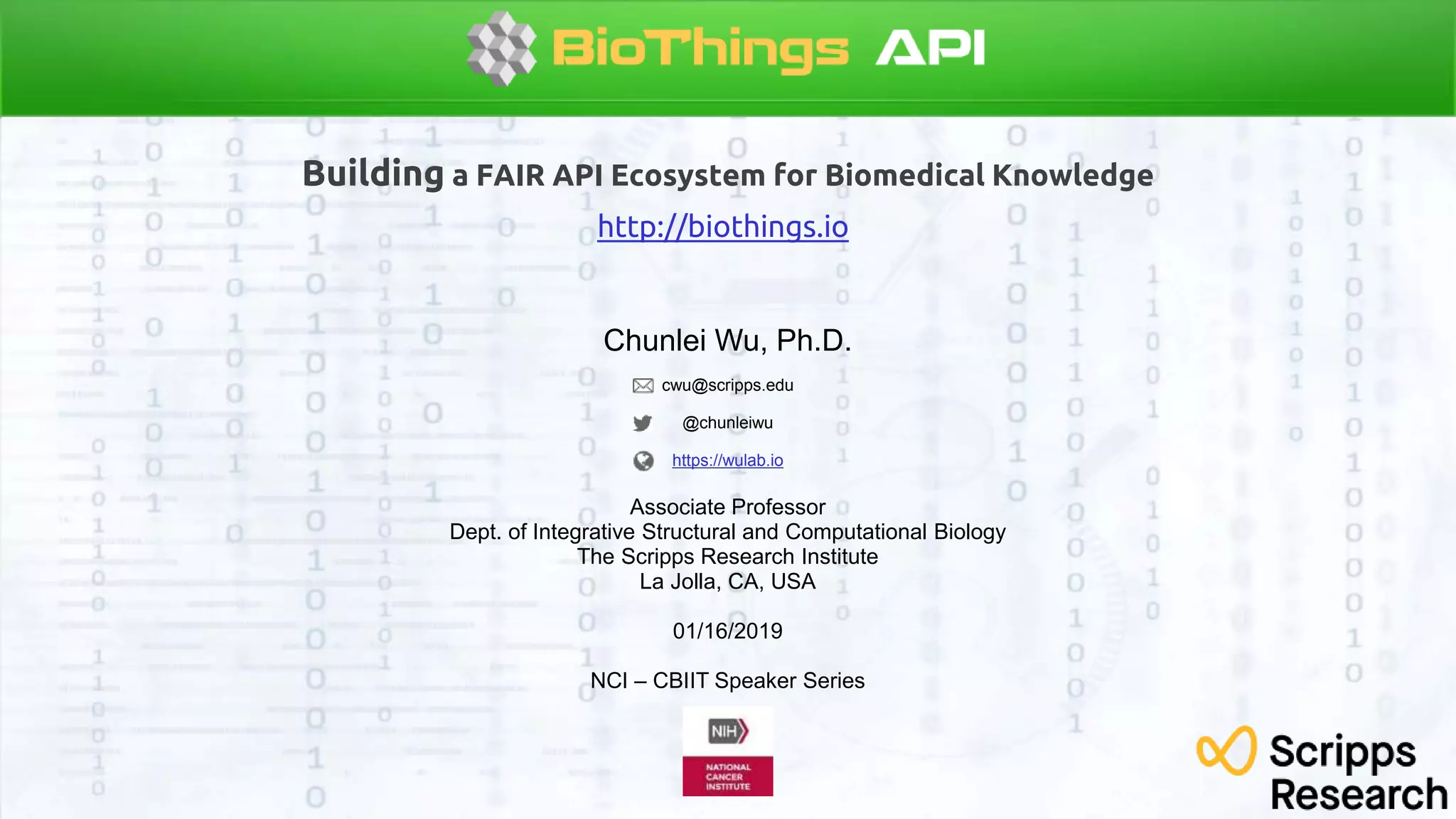 BioThings API: Building a FAIR API Ecosystem for Biomedical Knowledge | PPT