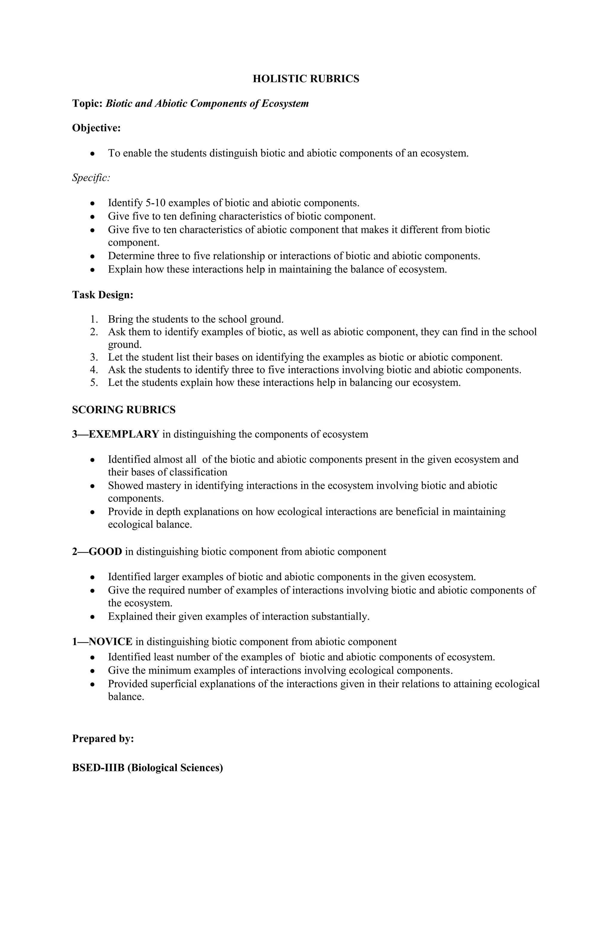 Biotic and abiotic components of ecosystem | DOCX