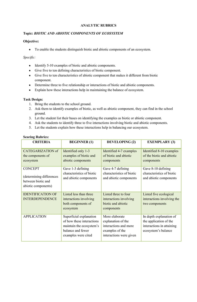 Biotic and abiotic components of ecosystem | DOCX