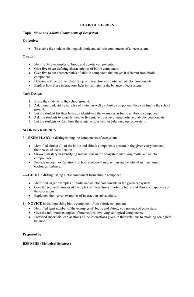 Biotic and abiotic components of ecosystem | DOCX