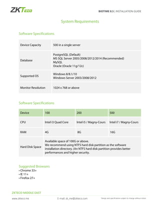Bio time 8.5 installation guide | PDF