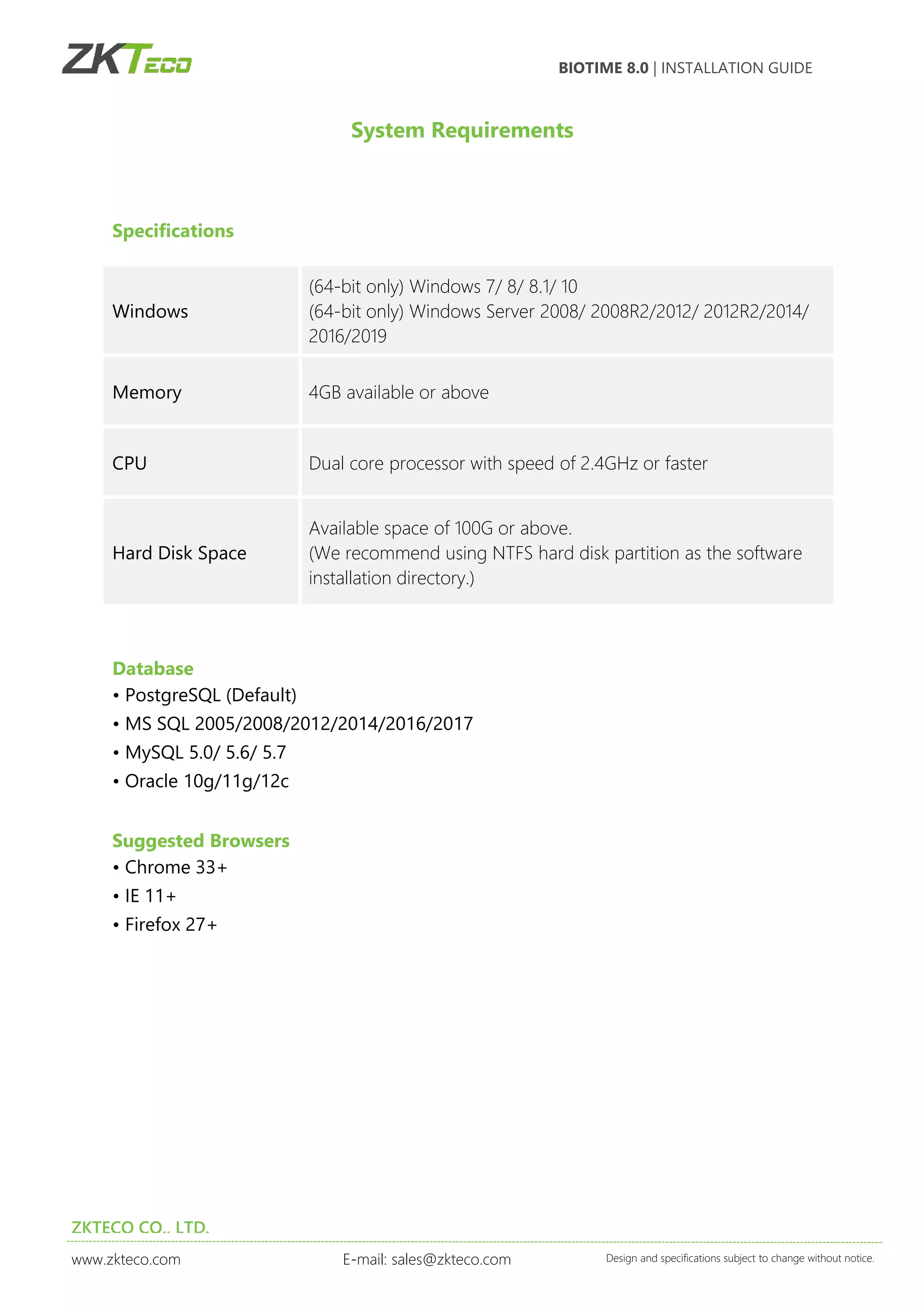 Bio time+8.0+installation+guide 20191202 | PDF