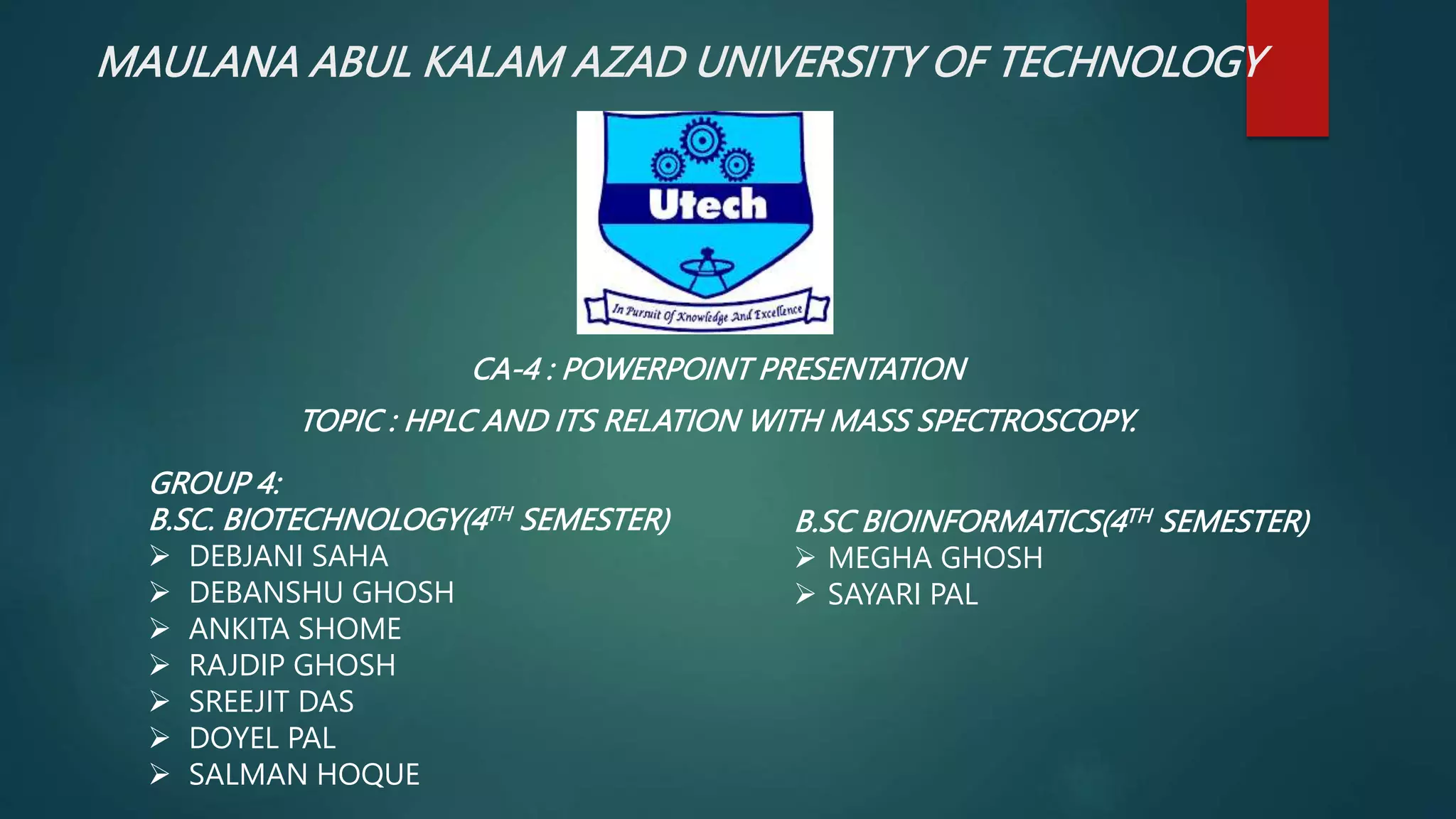 HPLC and its relation with mass spectroscopy | PPTX