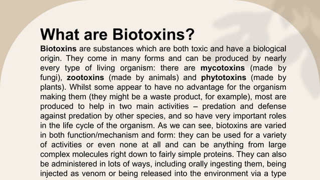 biotoxins are toxin produced by organisms | PPT