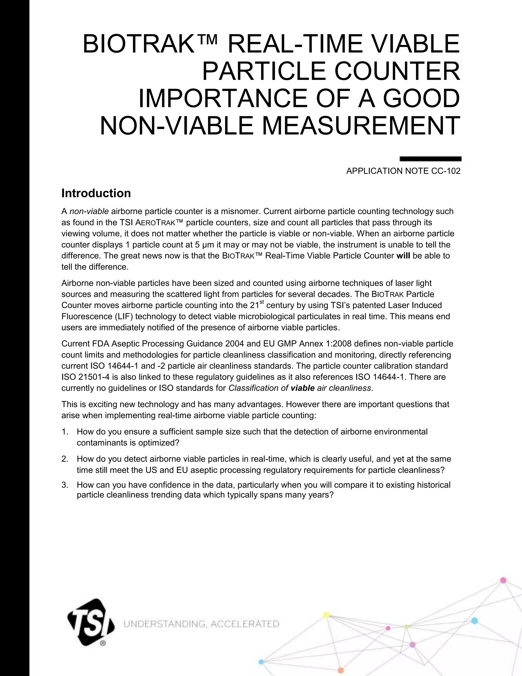 Bio Trak Importance Of Good Non Viable Measurements Us Cc 102 B | DOCX