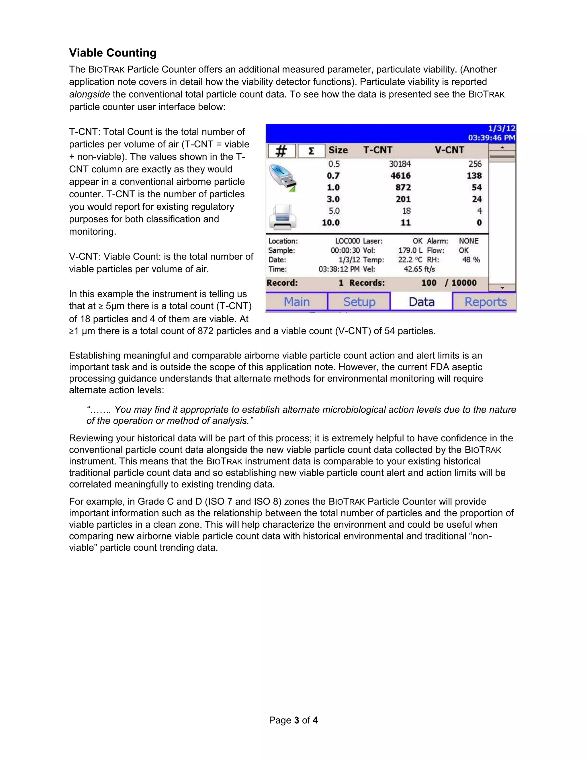 Bio Trak Importance Of Good Non Viable Measurements Us Cc 102 B | DOCX