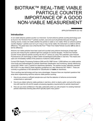 Bio Trak Importance Of Good Non Viable Measurements Us Cc 102 B | DOCX | Indoor Environmental ...