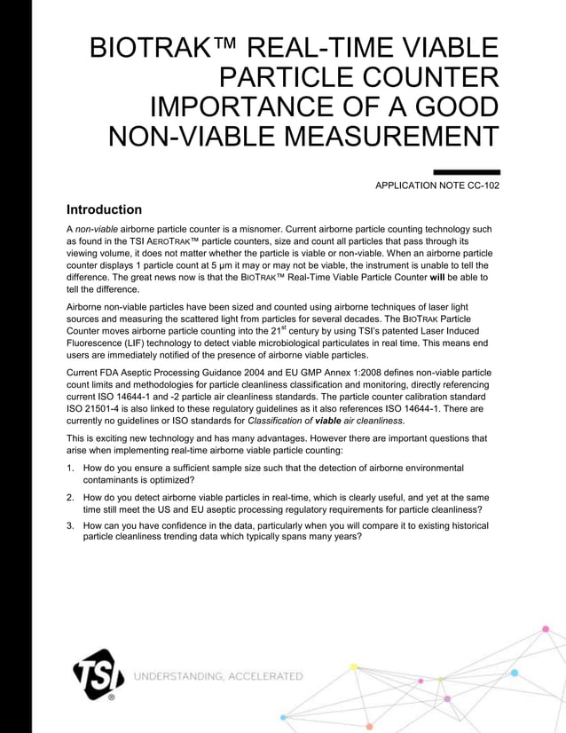 Bio Trak Importance Of Good Non Viable Measurements Us Cc 102 B | DOCX ...