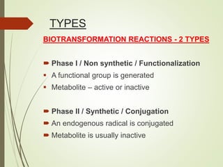 Biotransformation (Drug Metabolism) | PPTX