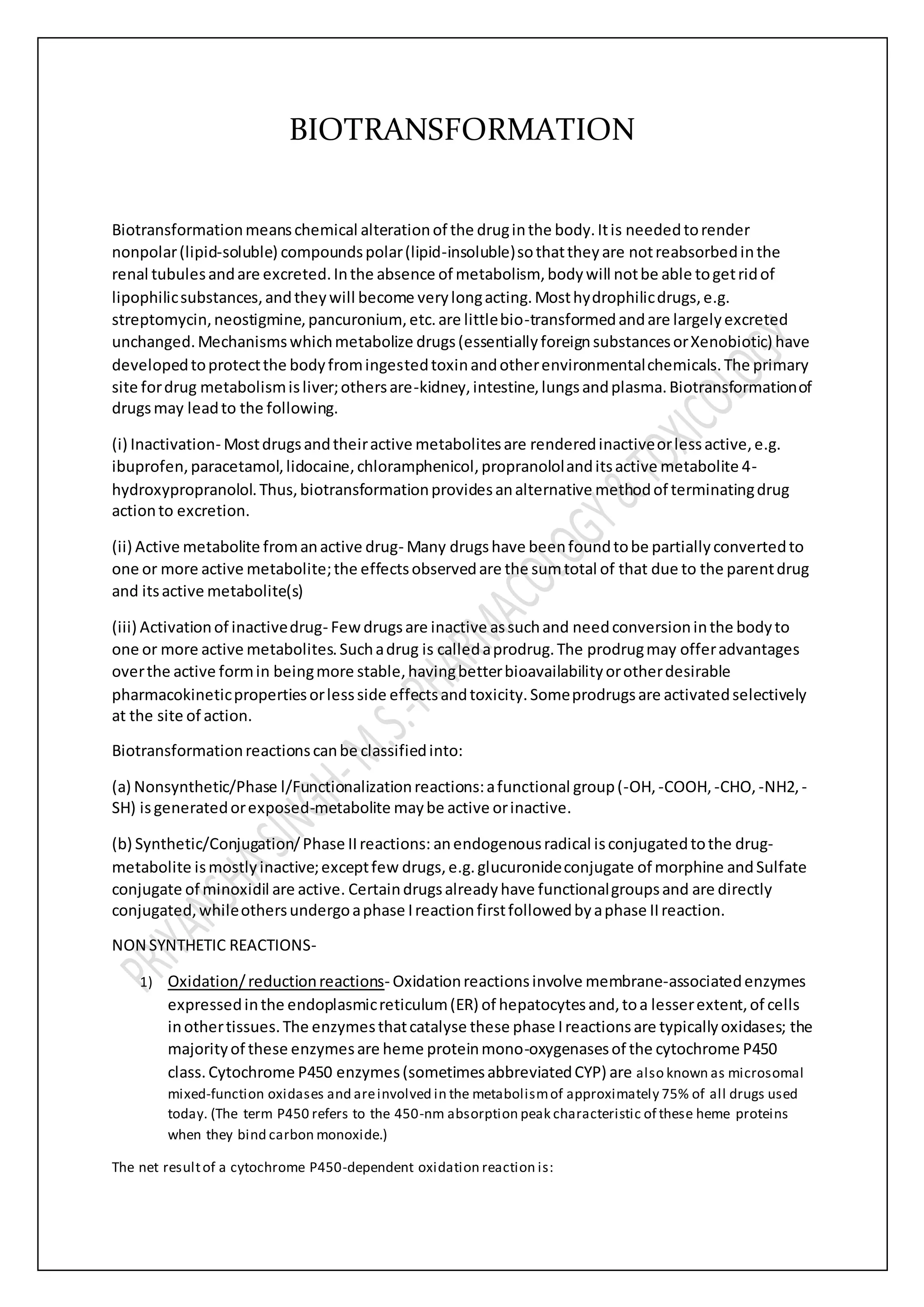 Biotransformation | PDF