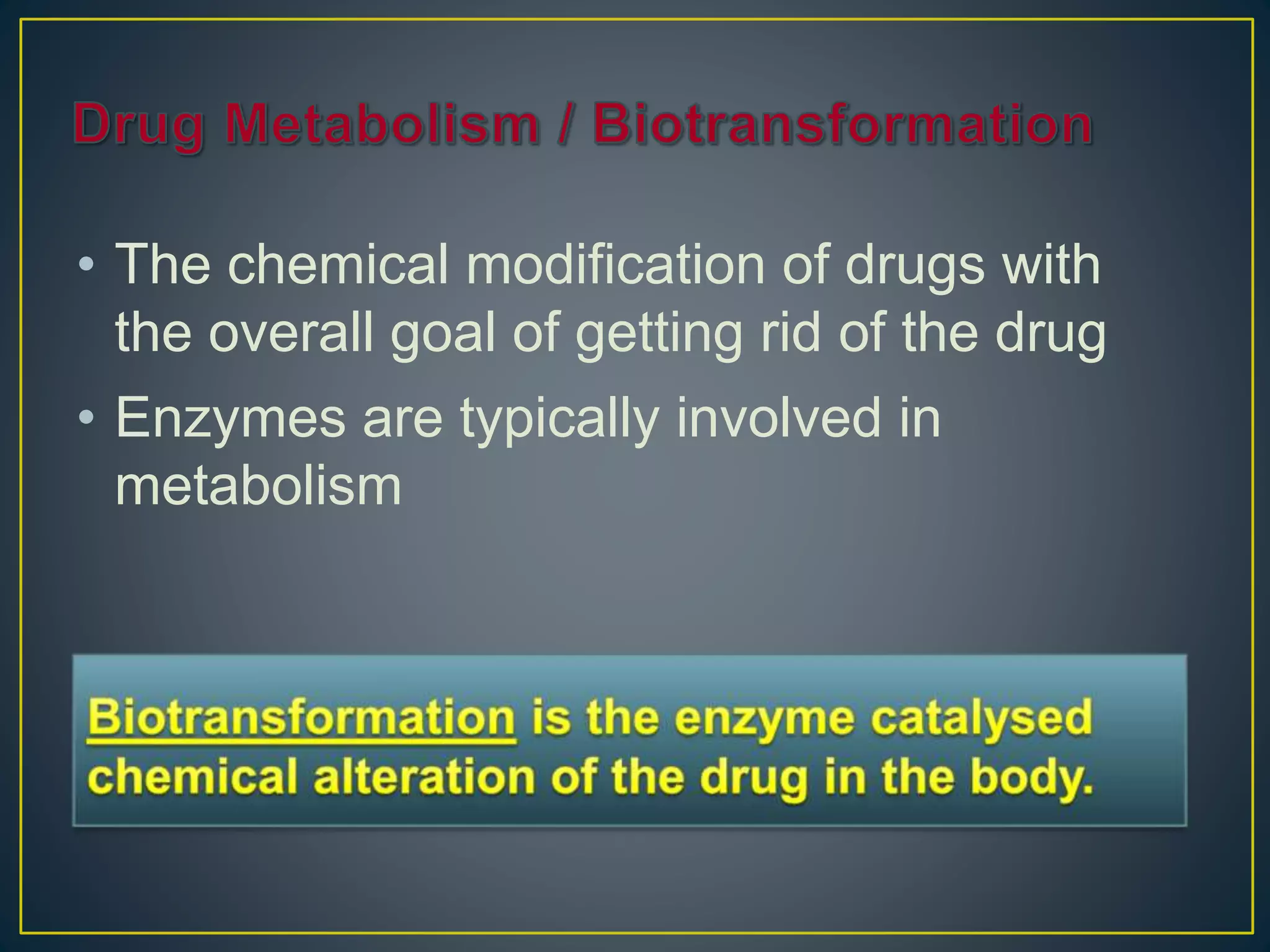 Drug metabolism : Biotransformation | PPTX