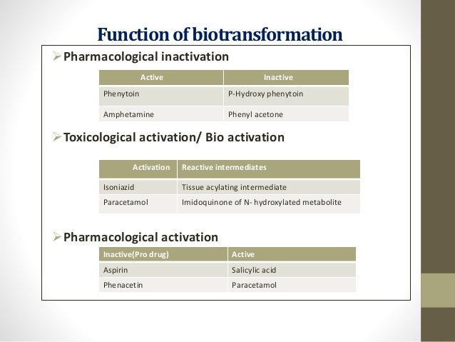 Biotransformation of drug