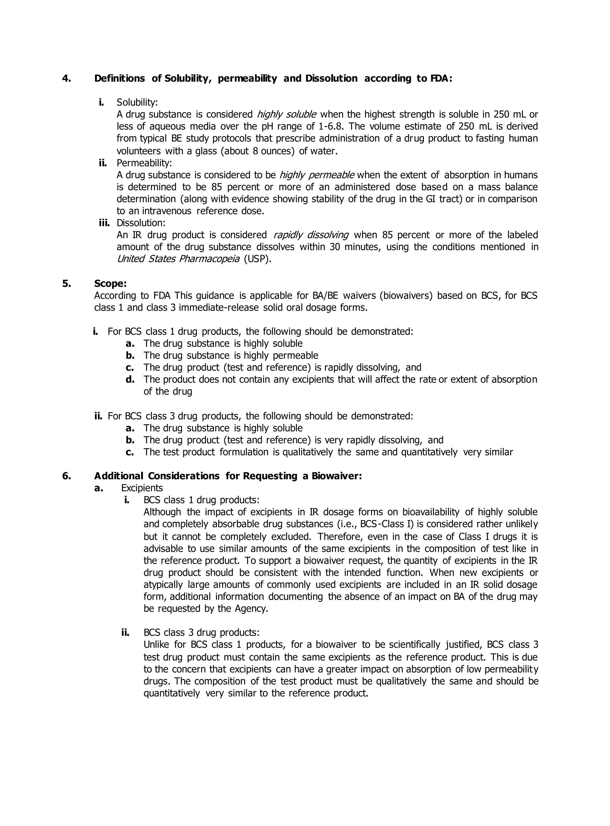 Biowaiver Based on BCS Classification System: Criteria and Requirements ...