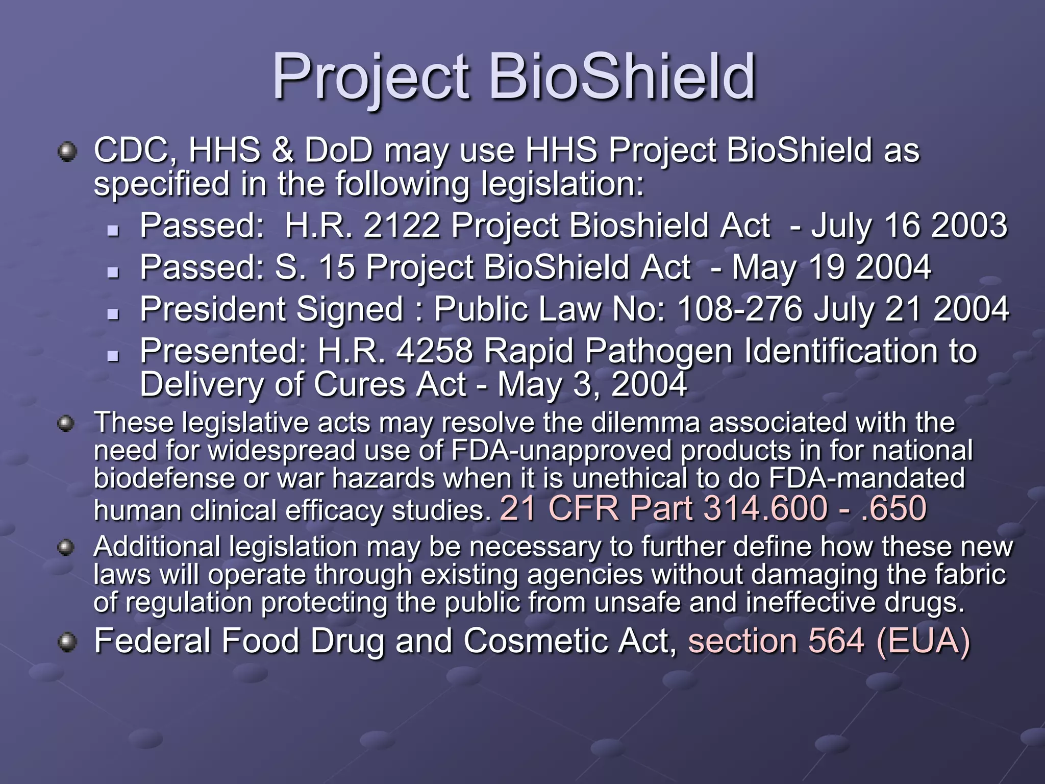 Biowarfare to biodefense operation whitecoat & usamriid history | PPTX
