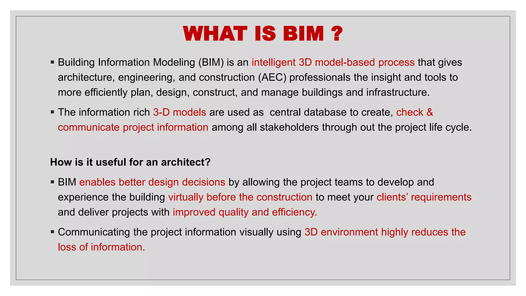 Building Information Modelling (BIM) and Integrated buliding management ...