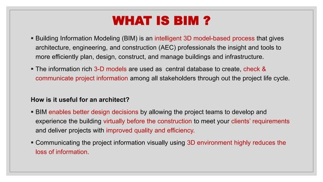 Building Information Modelling (BIM) and Integrated buliding management ...