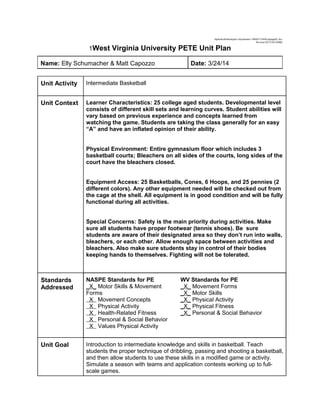 BIP Basketball Unit Plan-Final | DOC