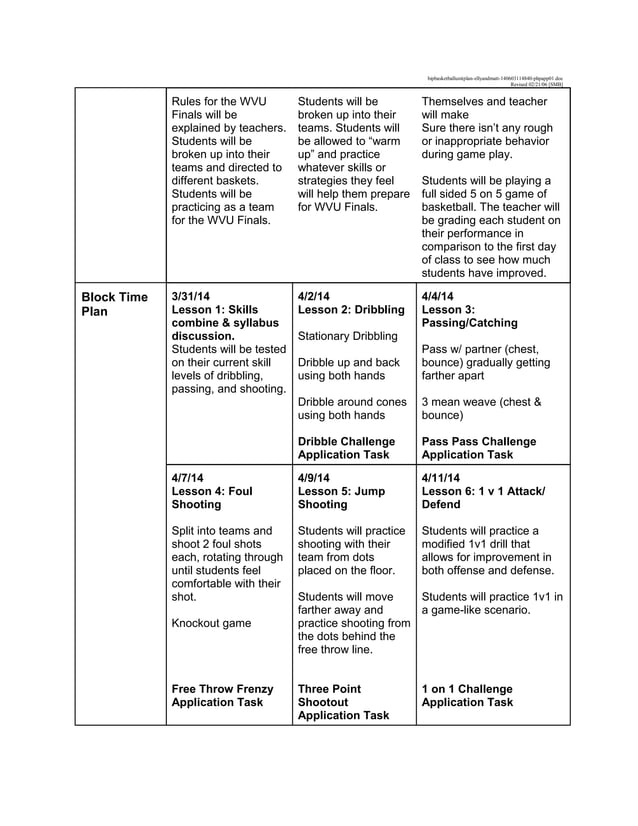 BIP Basketball Unit Plan-Final | DOC
