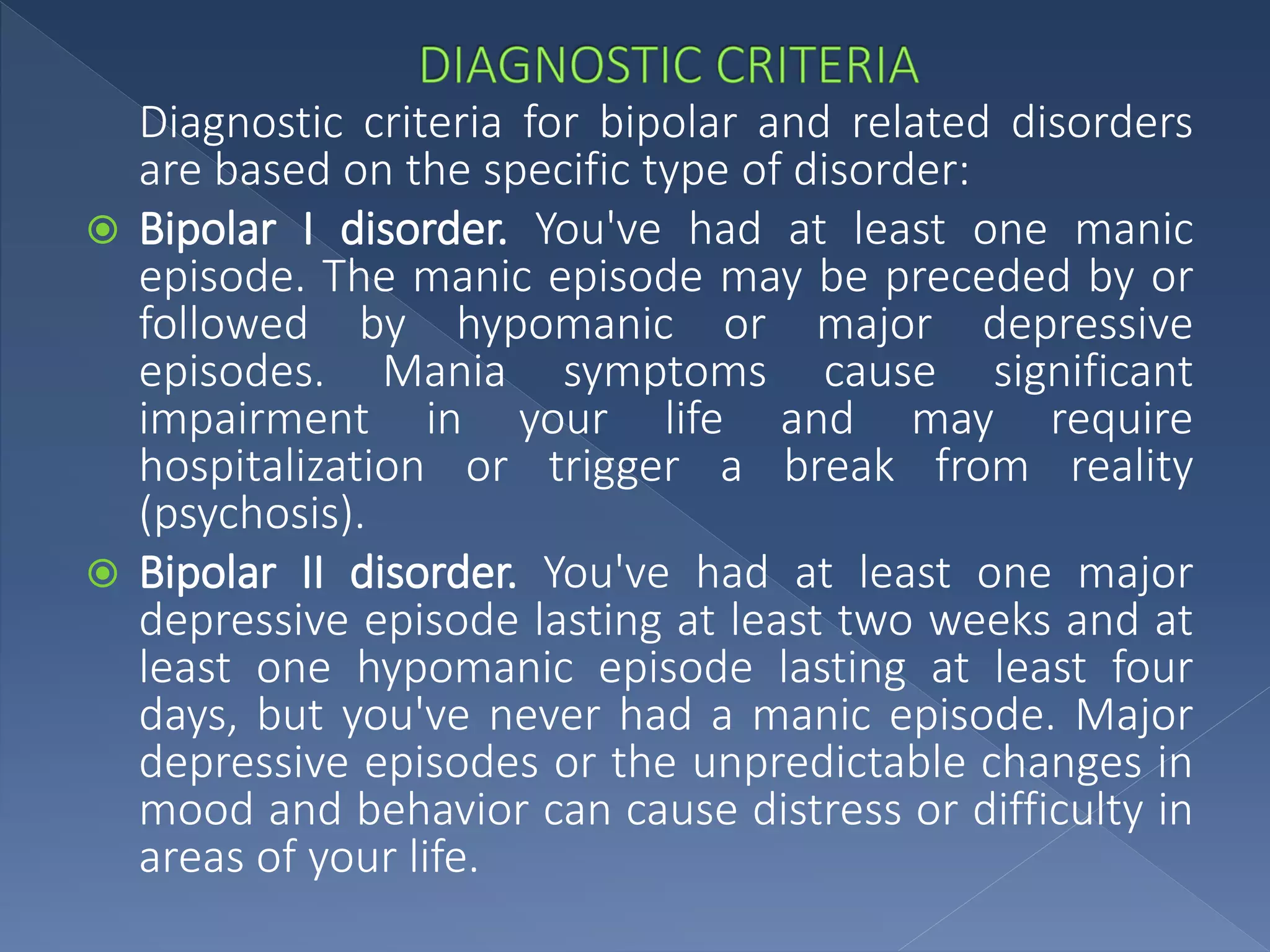 Bipolar and related disorders | PPTX