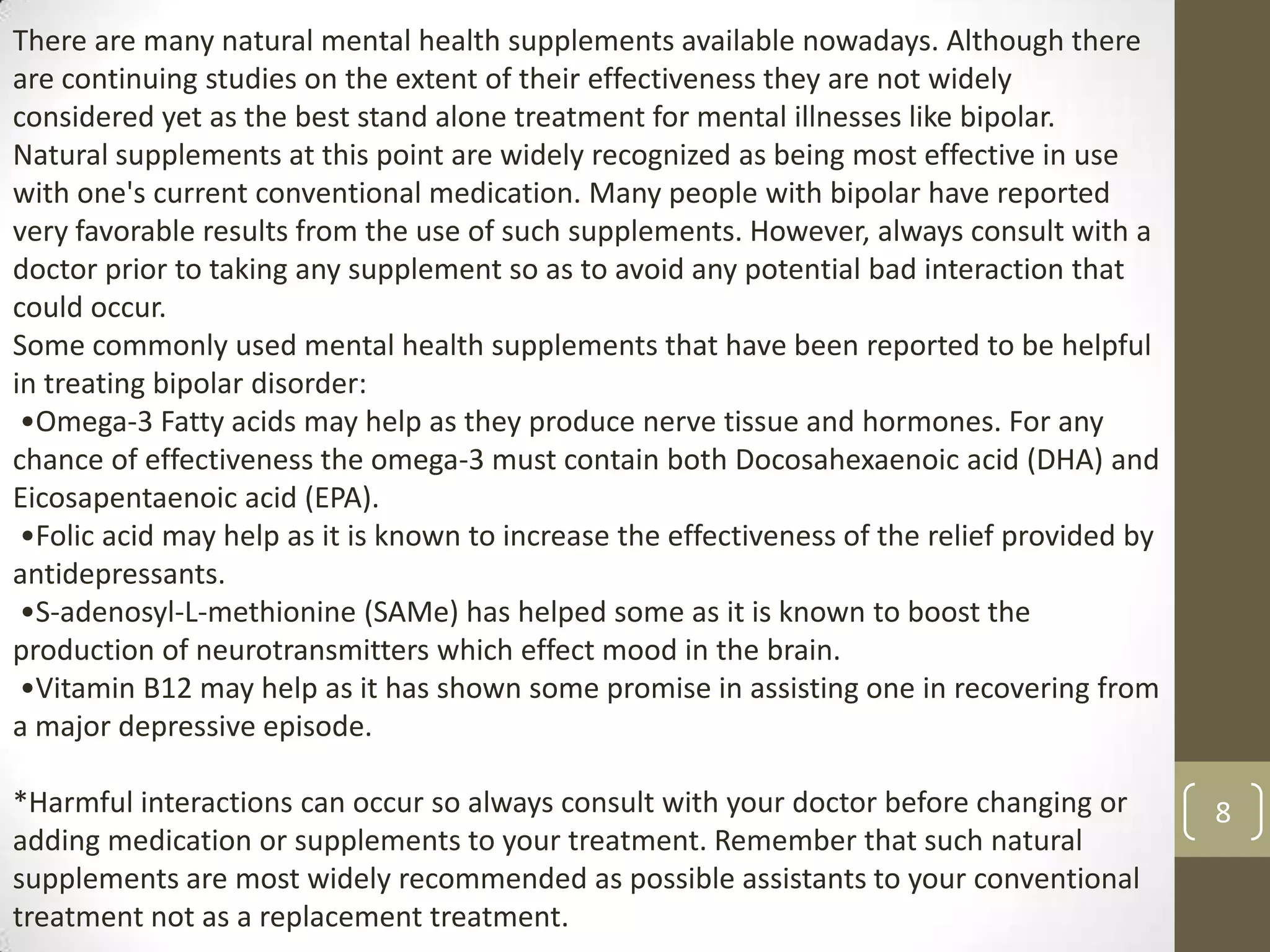 Bipolar disorder treatment | PPTX