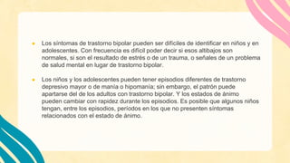 BIPOLARIDAD TIPO 1 tipos de bipolaridad | PPTX