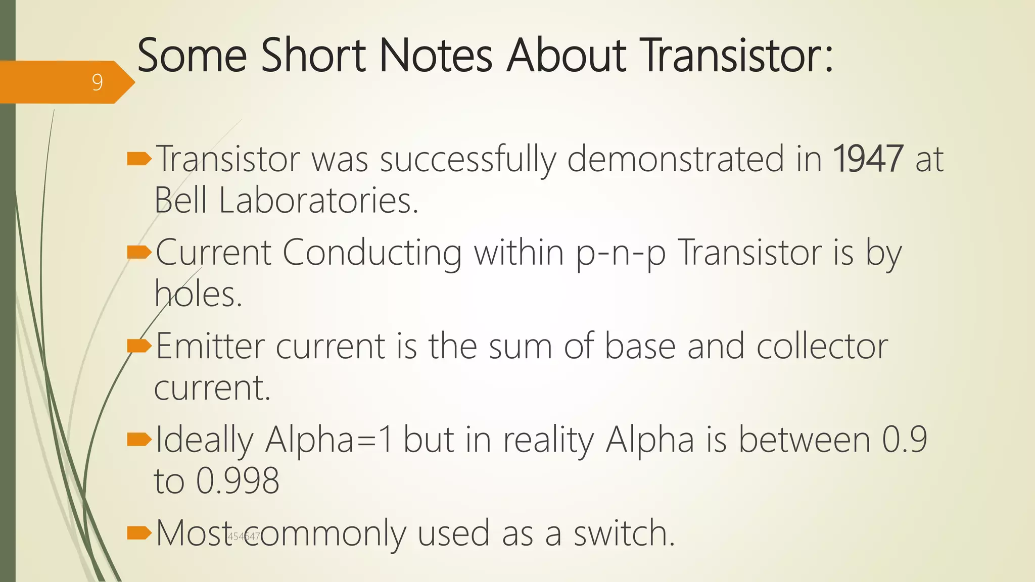 Bipolar junction transistor | PPTX | Chemistry | Science