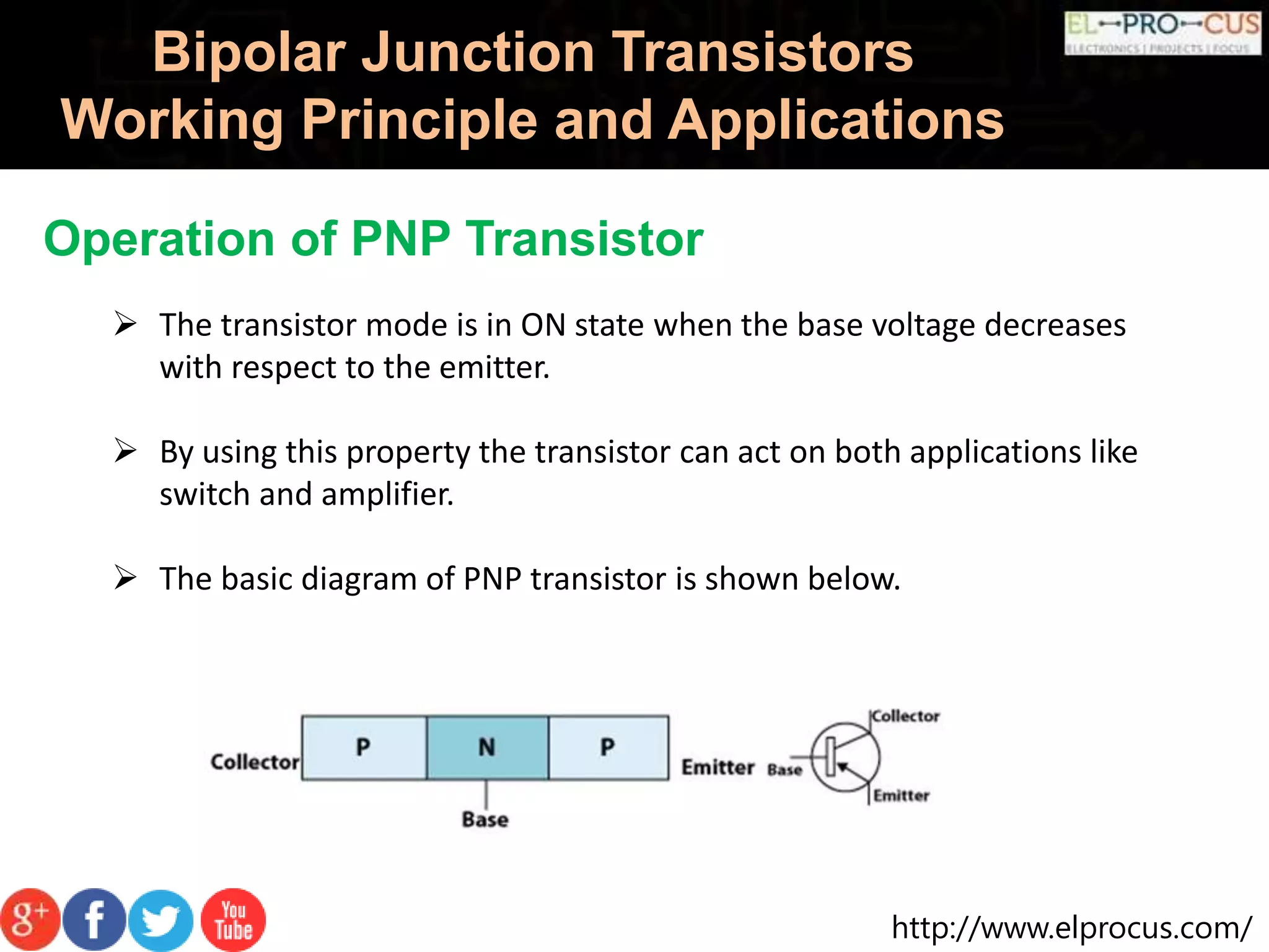 Bipolar junction transistors working principle and applications | PPT